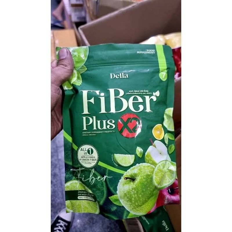 ไฟเบอร์เดลล่า DELLA FIBER PLUS X2 ไฟเบอร์ รสแอปเปิ้ลมะนาว 1 ซอง บรรจุ 7 ...