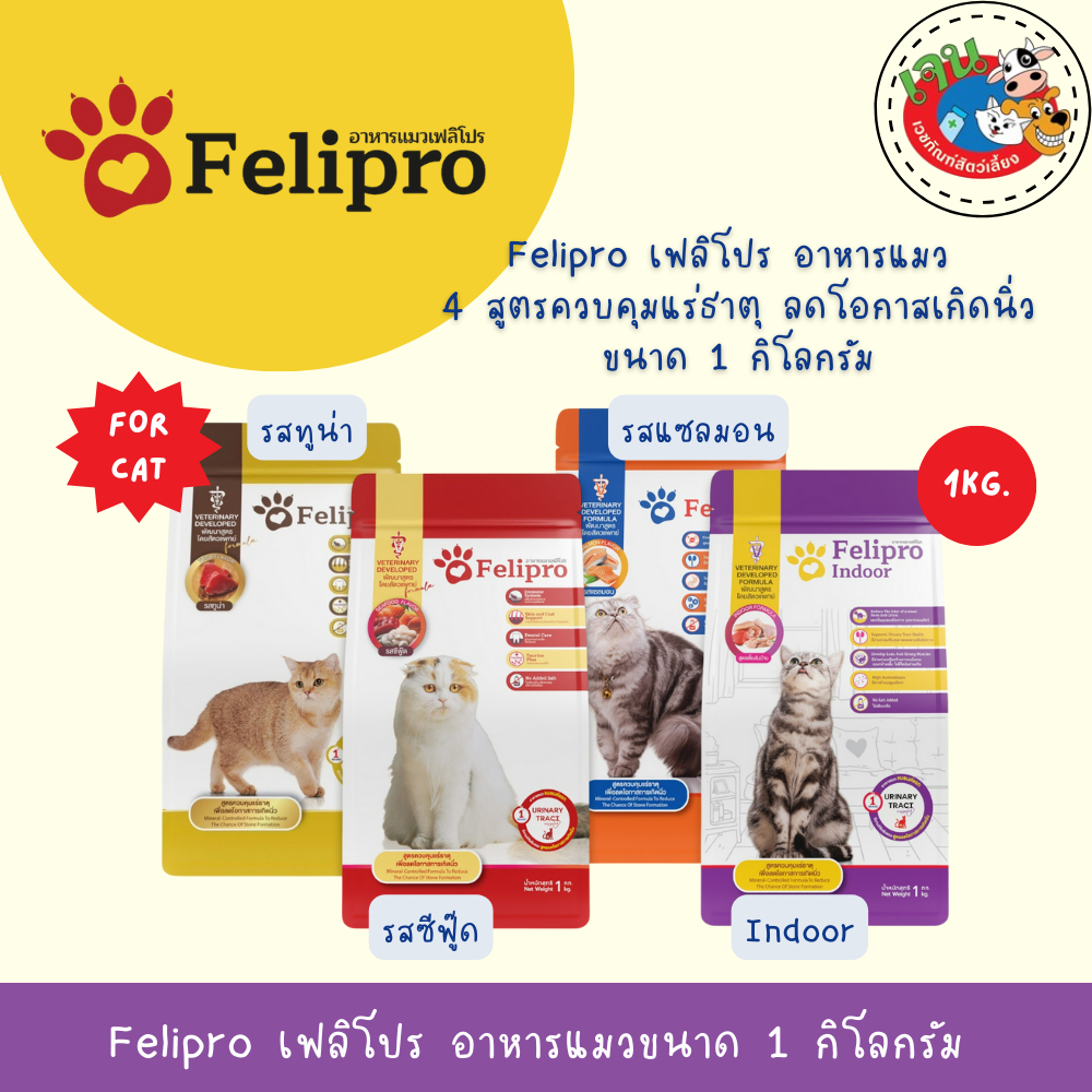 Felipro เฟลิโปร อาหารแมว ป้องกันนิ่ว บำรุงขนสวย ขนาด 1 กิโลกรัม ...