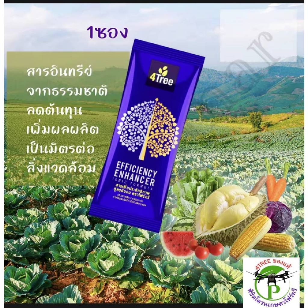 4Tree ของแท้ 1 ซอง โฟร์ ทรี สารเสริมประสิทธิภาพพืชสูตรอิออน ช่วยเร่งราก พืชโตเร็ว ทำให้พืชเขียว ...