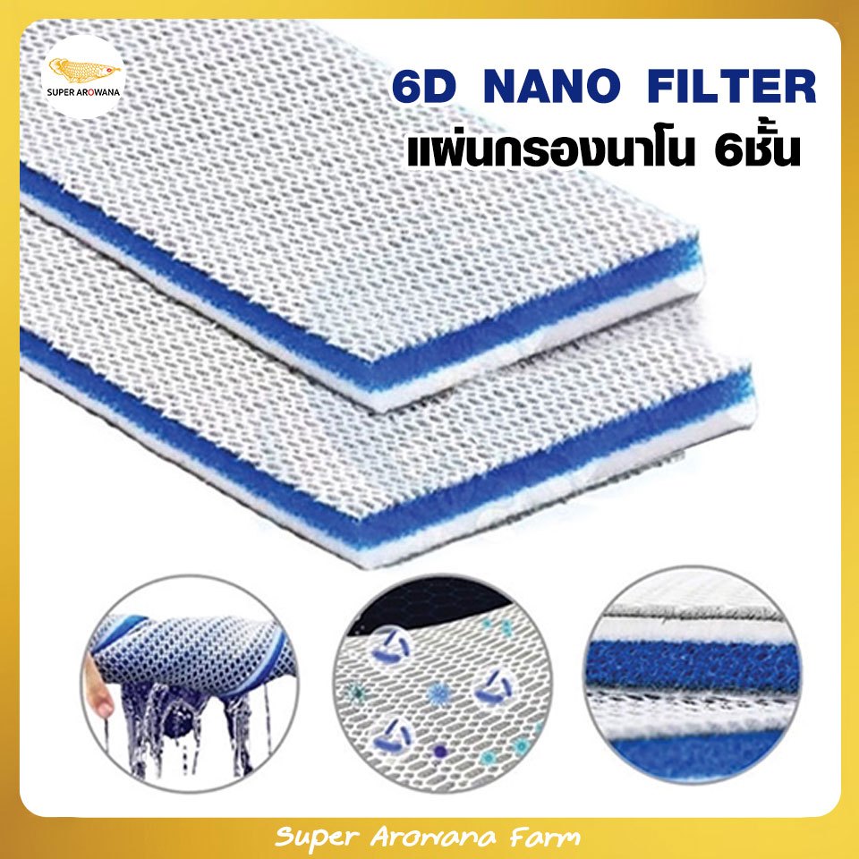6D NANO FILTER แผ่นกรองนาโน 6ชั้น ดักตะกอน น้ำใส ลดกลิ่น ใยกรองนาโน ใย ...