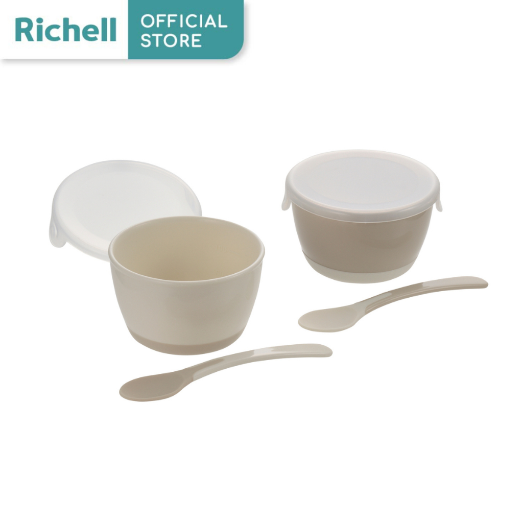 Richell(ริเชลล์) T.L.I Weaning Cup Set ชุดชามป้อนอาหารเด็ก พร้อมช้อนปลายนิ่ม เหมาะสำหรับเด็กวัย ...