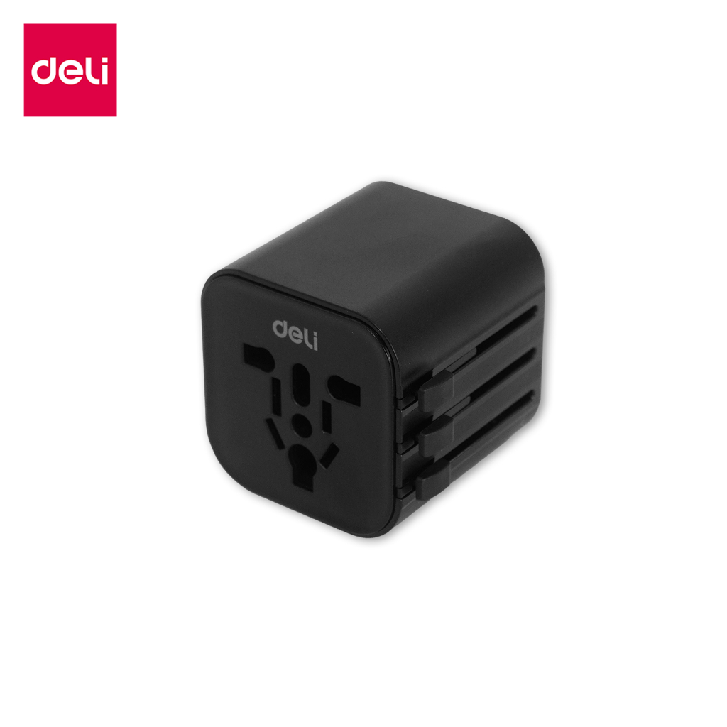 Deli หัวแปลงปลั๊กไฟ อะแดปเตอร์ปลั๊กสากล หัวชาร์จต่างประเทศ USB TypeC ...
