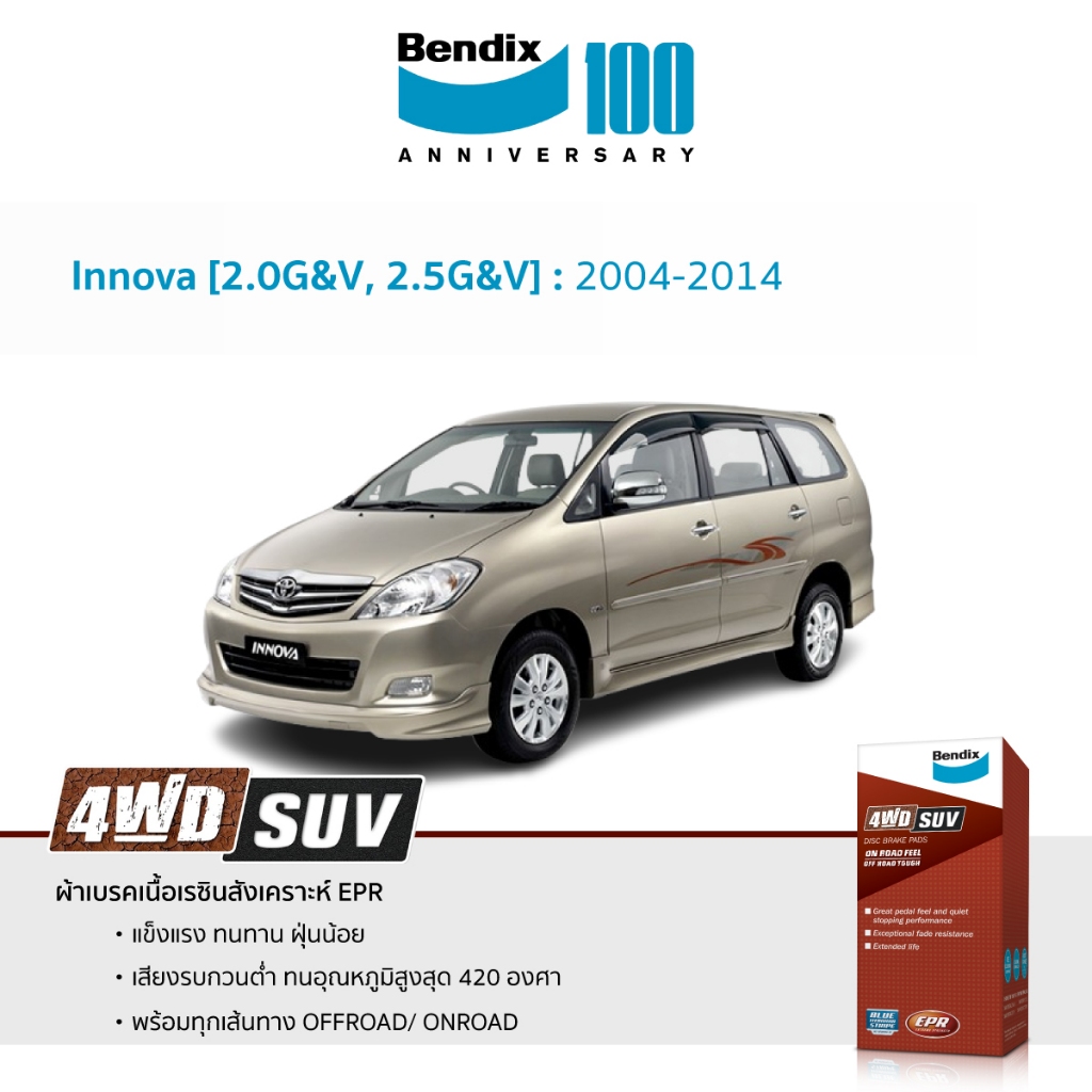 ผ้าเบรค Bendix Toyota Innova [2.0G&V, 2.5G&V] 2004-2014 | Shopee Thailand