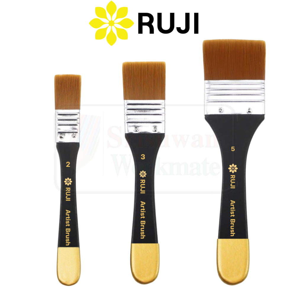 RUJI แปรงขนทอง อาร์ทติสเกรด ด้ามไม้แท้ Golden syn Brush พู่กันสีอะคร ...