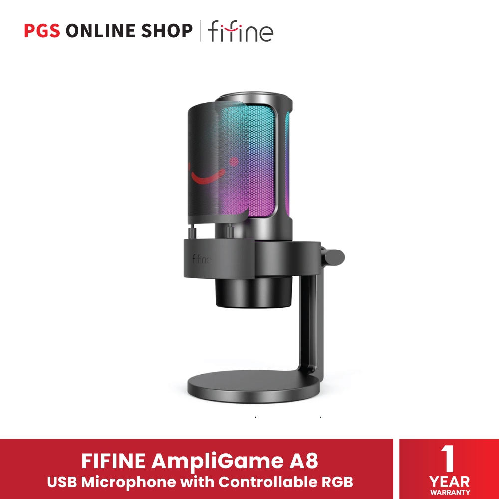 FIFINE AmpliGame A8 USB Microphone with Controllable RGB (ไมโครโฟนยูเอ ...