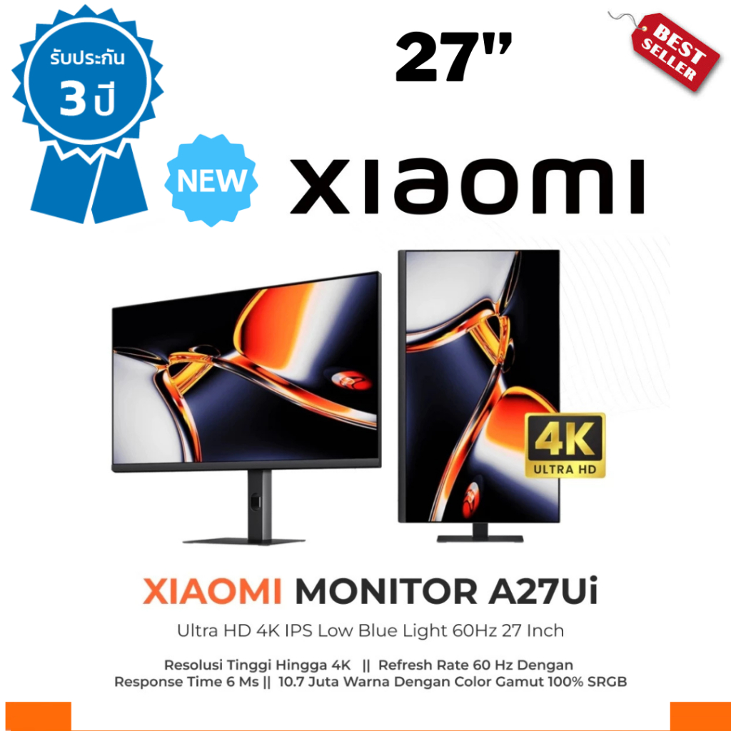 Xiaomi 4K Monitor A27Ui / IPS HDR10 60Hz / 4K UHD image quality | USB-C reverse charging ...