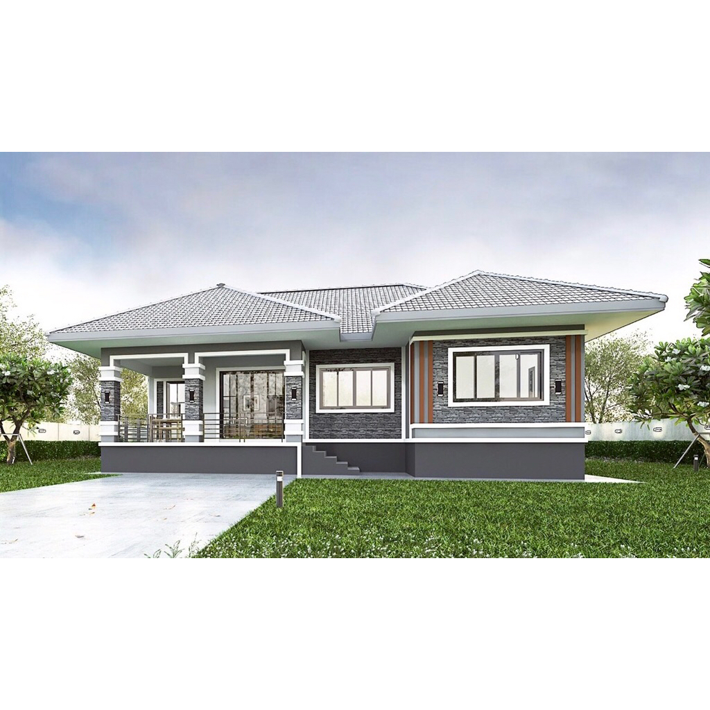 แบบบ้านชั้นเดียว S002 บ้านคอนเทมโพรารี่ บ้าน 3 ห้องนอน 2 ห้องน้ำ | Shopee Thailand