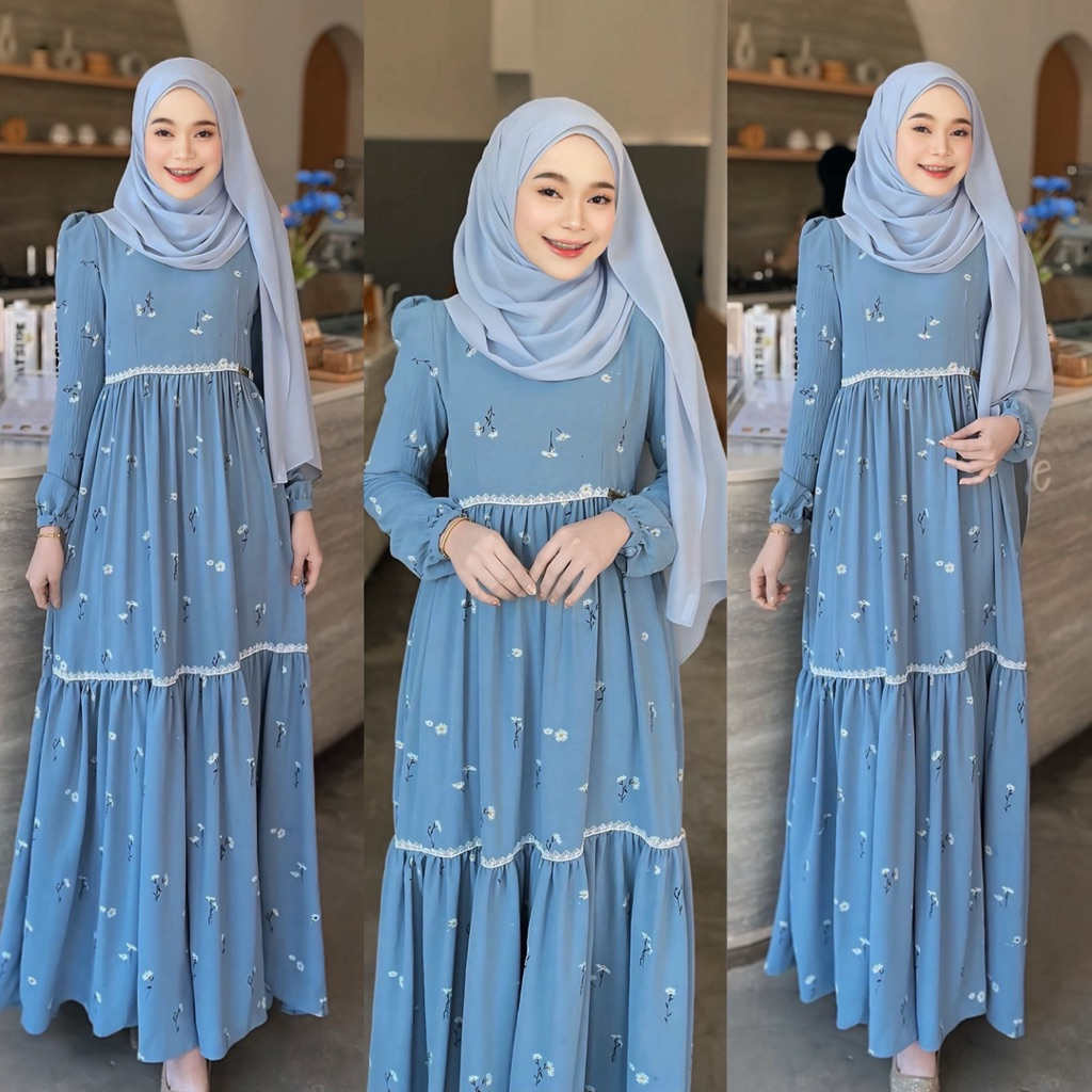 amilynเดรสทรงอลิซาเบทขนมชั้นผ้าสล้าฟอัดลาย | Shopee Thailand