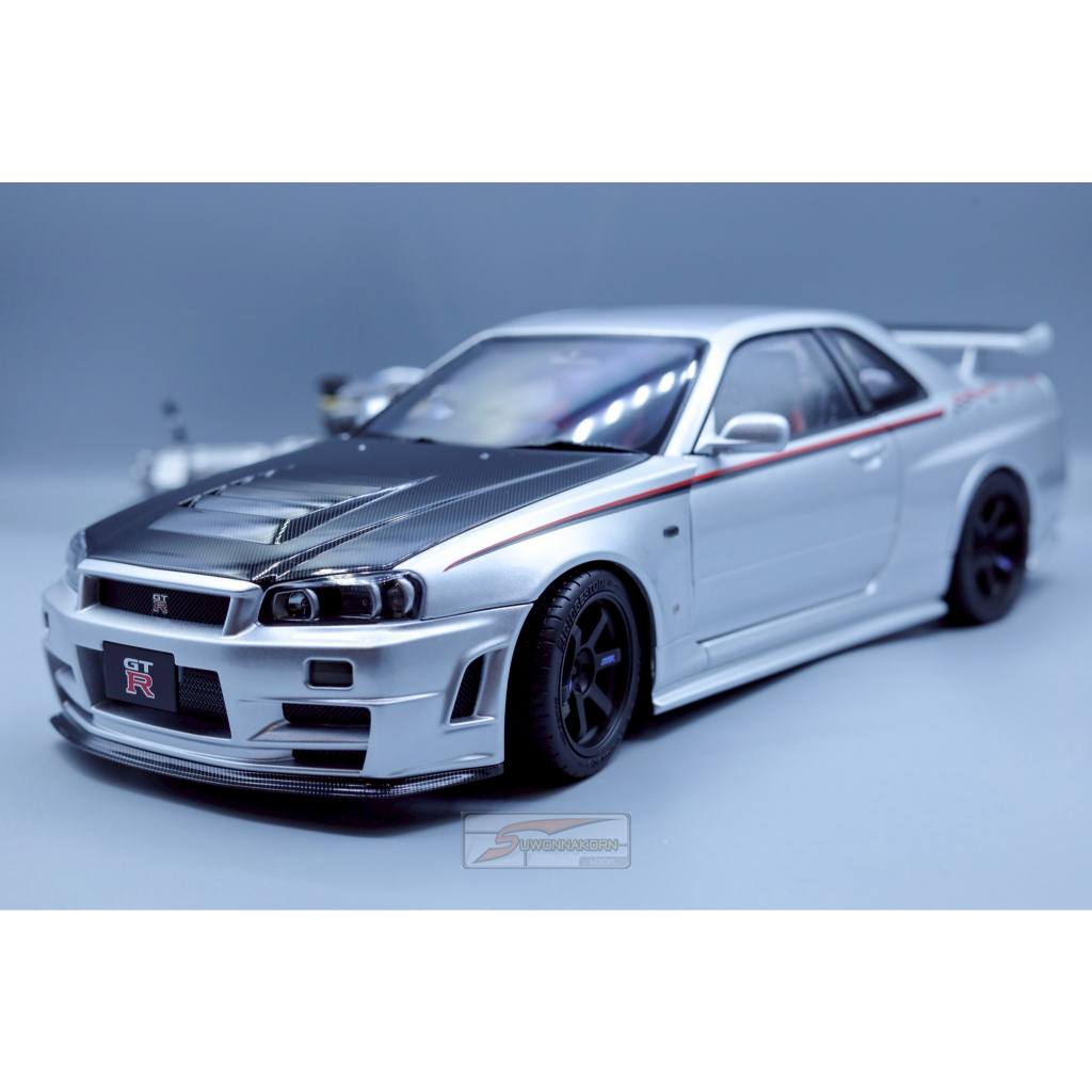 MotorHelix 1/18 Nissan Skyline GT-R R34 Nismo CRS Livery Silver ...
