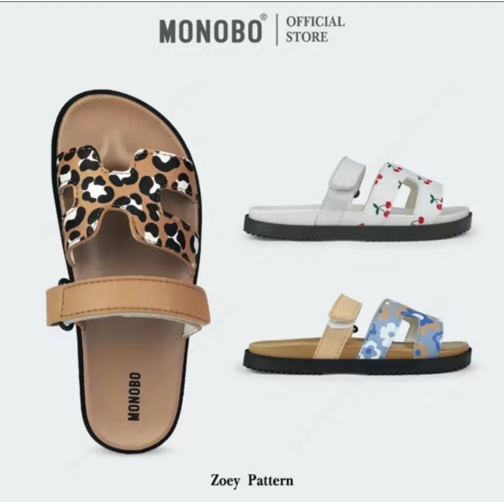 MONOBO รุ่น Zoey Pattern รองเท้าแตะแบบสวมแฟชั่นส้นแบน ของแท้ 100% ไซส์ ...