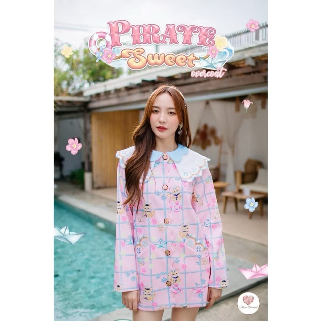 ส่งต่อ ชุดเดรส กระดุมหน้า ลายแมวกะลาสี ไซส์ Xs ป้าย Maria diamond ซัก ...