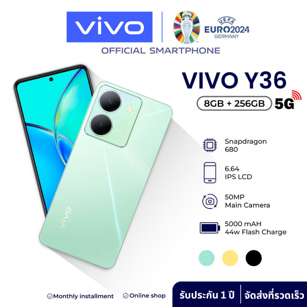 โทรศัพท์ 5G vivo Y36 [8GB+256GB] ชิปเซ็ต IPS LCD 6.64 นิ้ว แบต 5000mAh ชาร์จเร็ว | Shopee Thailand