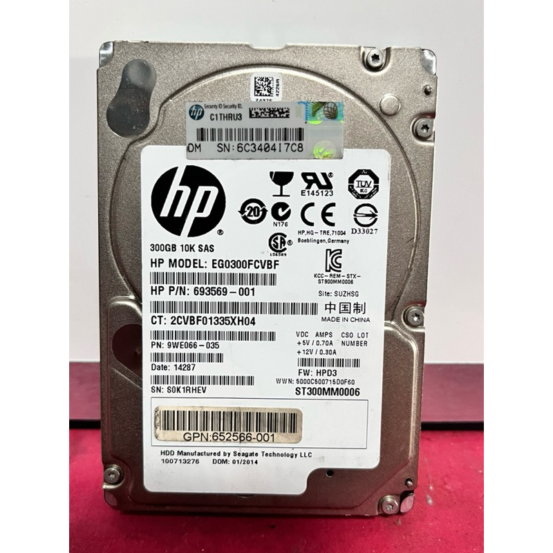 HP 300GB 10K 6G SAS 2.5" 693569-001 653955-001 EG0300FCVBF GPN 507129 ...
