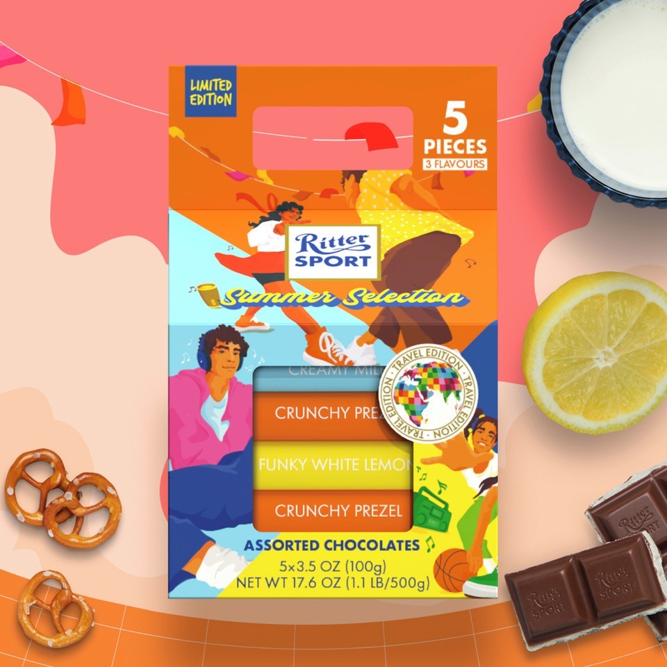 ช็อกโกแลตตึก Ritter sport summer selection 5 บาร์ 3 รส นํ้าหนัก 500 ...