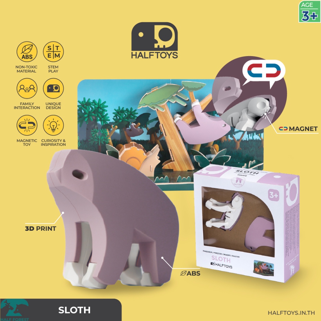 HALFTOYS (ฮาล์ฟทอยส์) Half Animal : Sloth (Diorama) ของเล่นเสริม ...