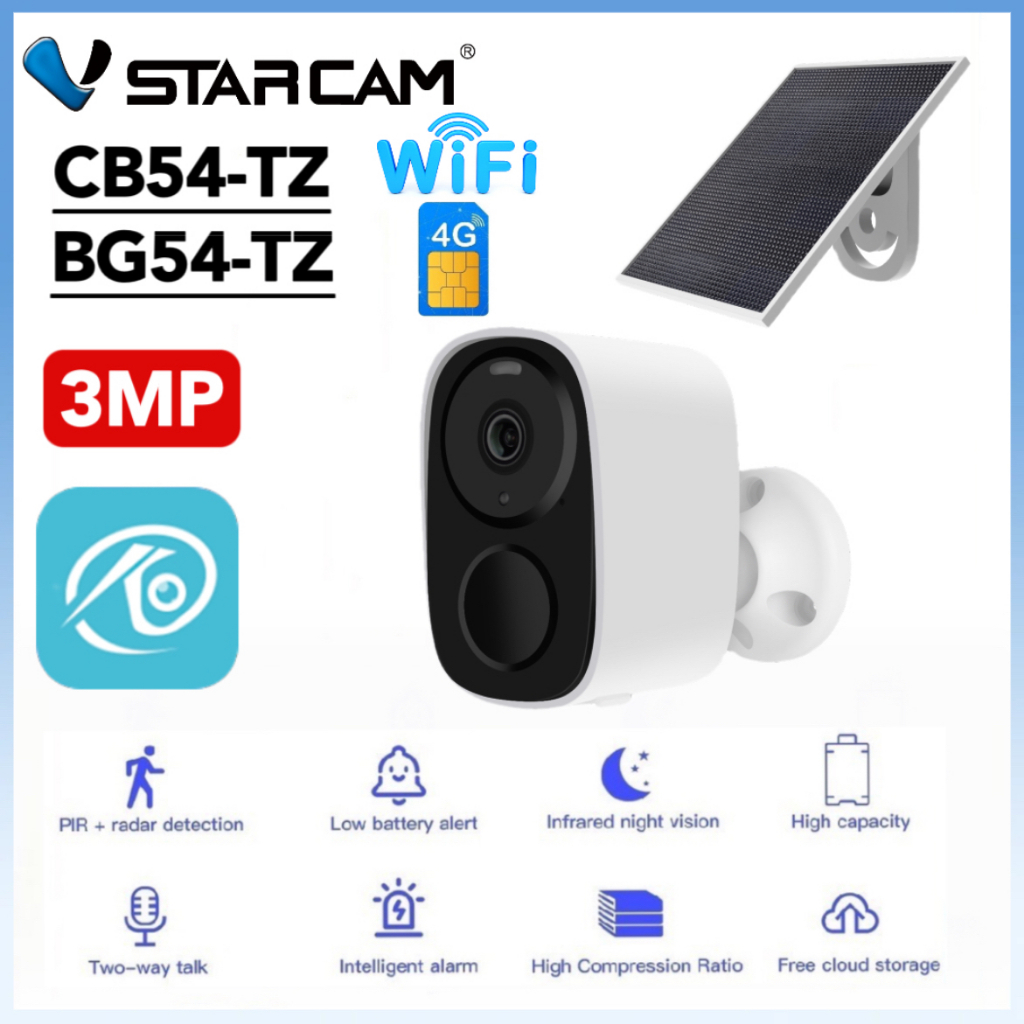 Vstarcam CB54 WIFI/ BG54 4G( ใหม่ล่าสุด ) กล้องวงจรปิดไร้สาย Outdoor ความละเอียด 3 MP(1296P) กัน ...
