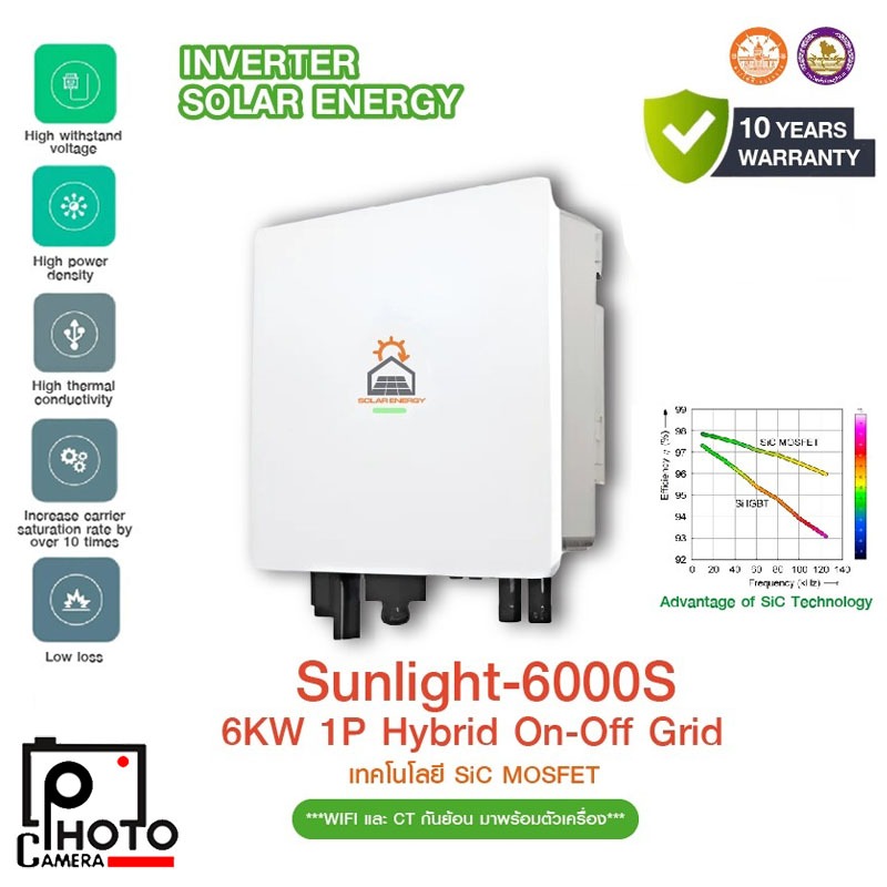 INVERTER HYBRID SOLAR ENERGY SUNLIGHT-6000S LOW-VOLTAGE 6KW ประกัน 10 ...