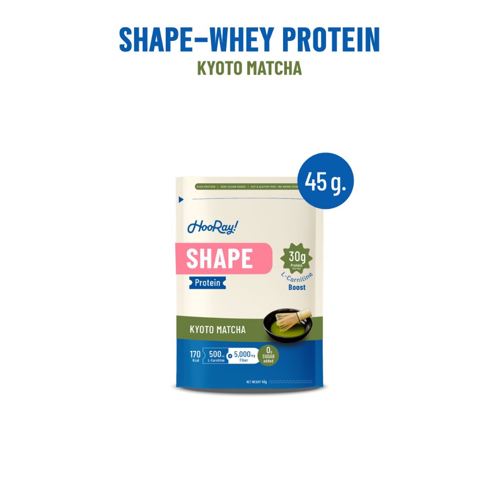 [ของแถม งดจำหน่าย] Hooray! Shape Whey Protein 45g. เวย์โปรตีน รสชาเขียว ...