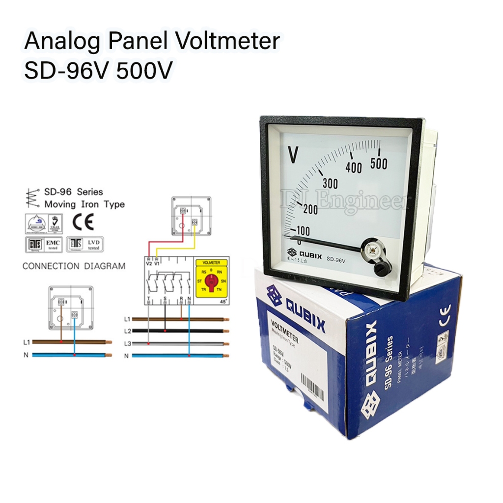 แอมป์มิเตอร์(Ammeter Meter)SD-96A 250/5A ต่อผ่าน CT 5A,โวลต์มิเตอร์ ...