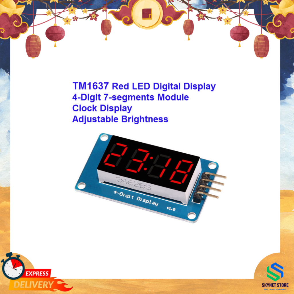 TM1637 Red LED 4-Digit 7-segments Module Clock Display Adjustable ...