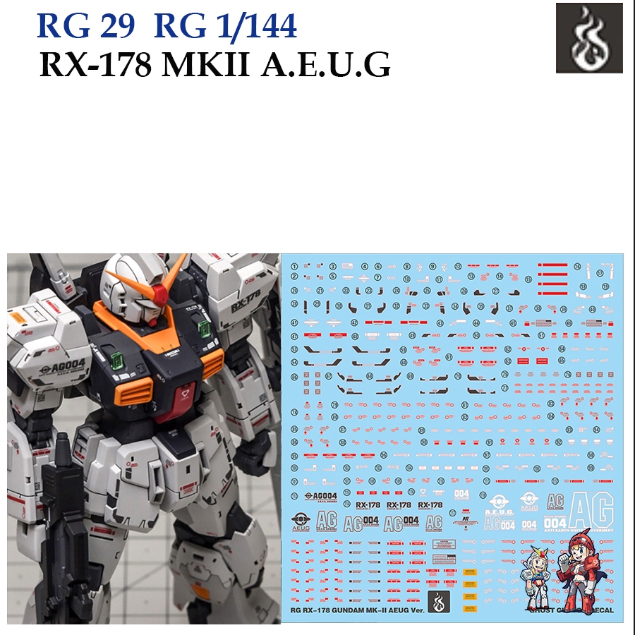 [COPY GHOST] RG29 RG 1/144 RX-178 MK II A.E.U.G GUNDAM WATER SLIDE ...