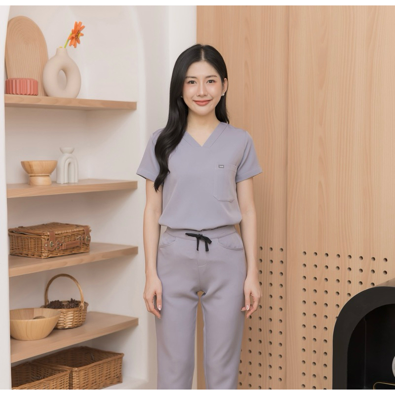 Tang scrub รุ่น No.04 Chill Gray ผ้านุ่ม ยืดหยุ่น ใส่สบายระบายอากาศได้ ...