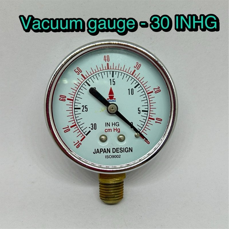 Okura Vacuum gauge -30 INHG ขนาด 2.5 นิ้ว เกลียวทองเหลือง 1/4“ BSPT ตัวเรือนทำจากอลูมเนียม ...