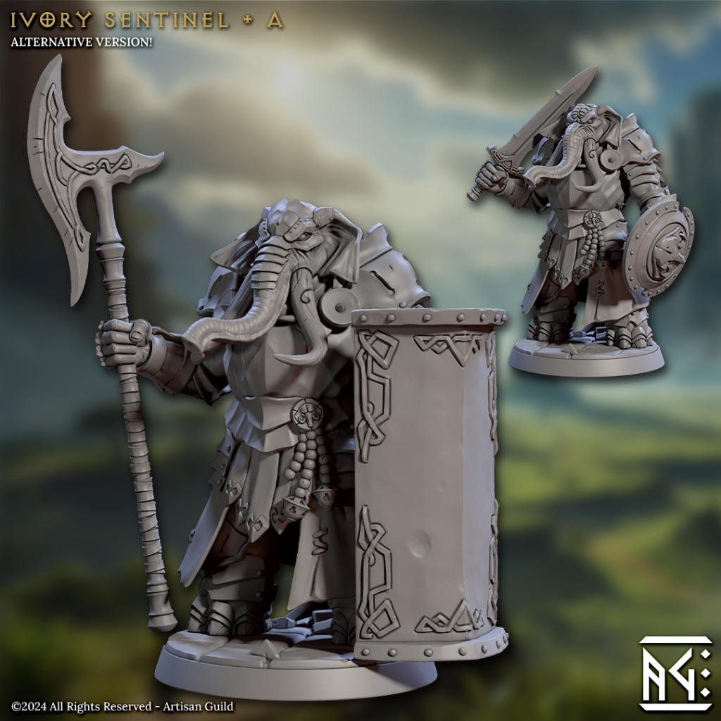 Ivory Sentinel A - Elephorim Ivory Sentinels - Humanoid Loxodon / 32mm ...