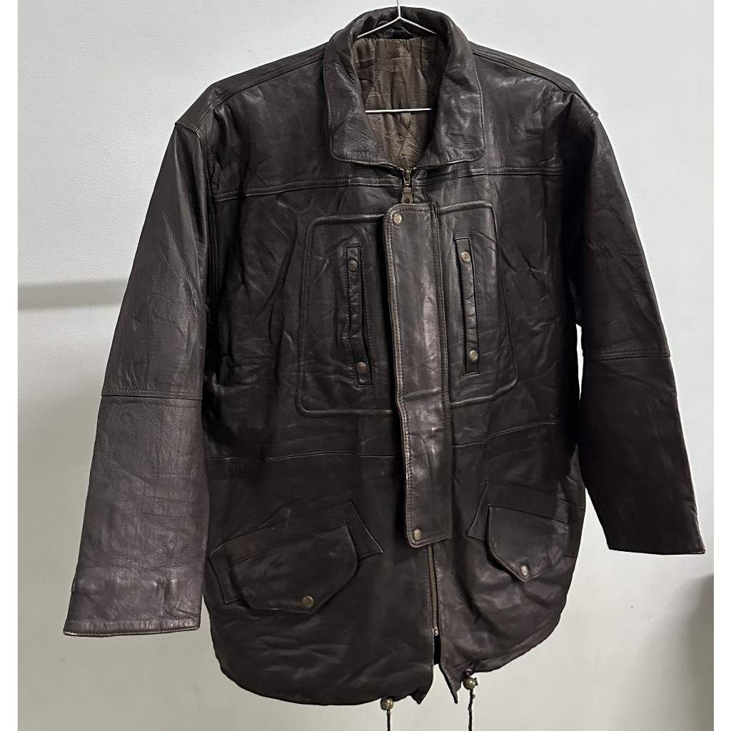 Vintage Real Leather Brown Field Jacket | Shopee Thailand