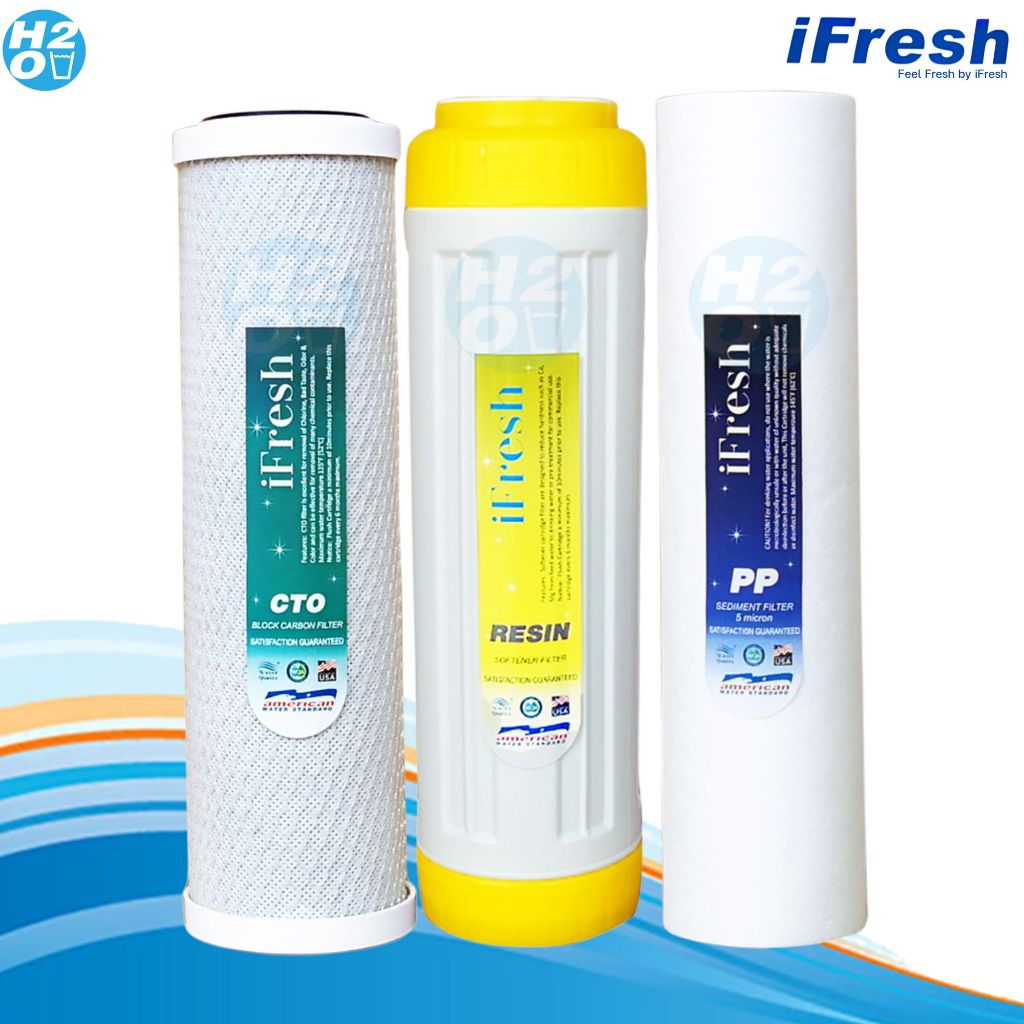 iFresh ไส้กรองน้ำ 5ขั้นตอน 10นิ้ว 3,5 ไส้กรอง PP/เรซิ่น/คาร์บอนบล๊อก/Post carbon สำหรับเครื่อง ...