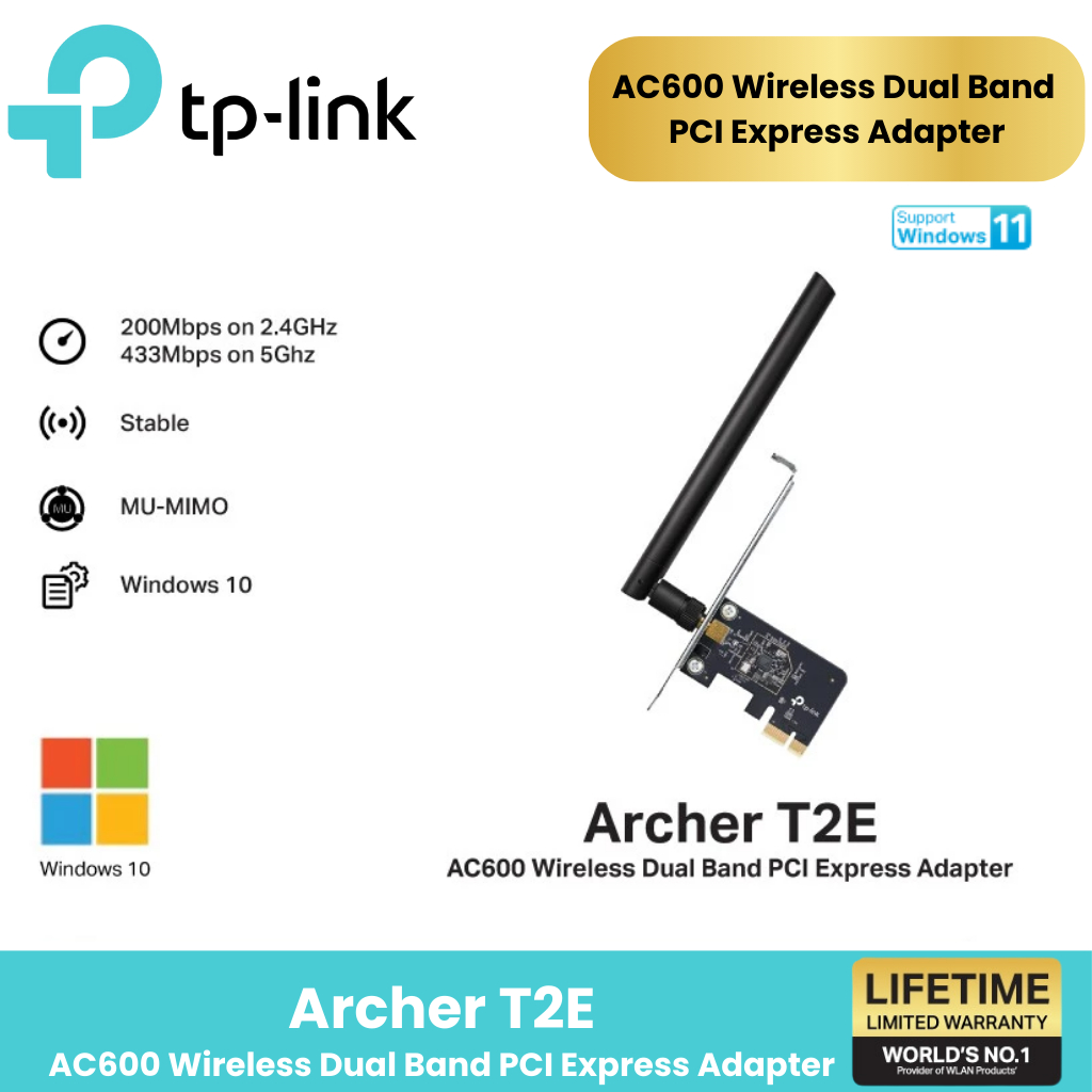 TP-Link Archer T2E AC600 Wireless Dual Band PCI Express Adapter ตัวรับ ...