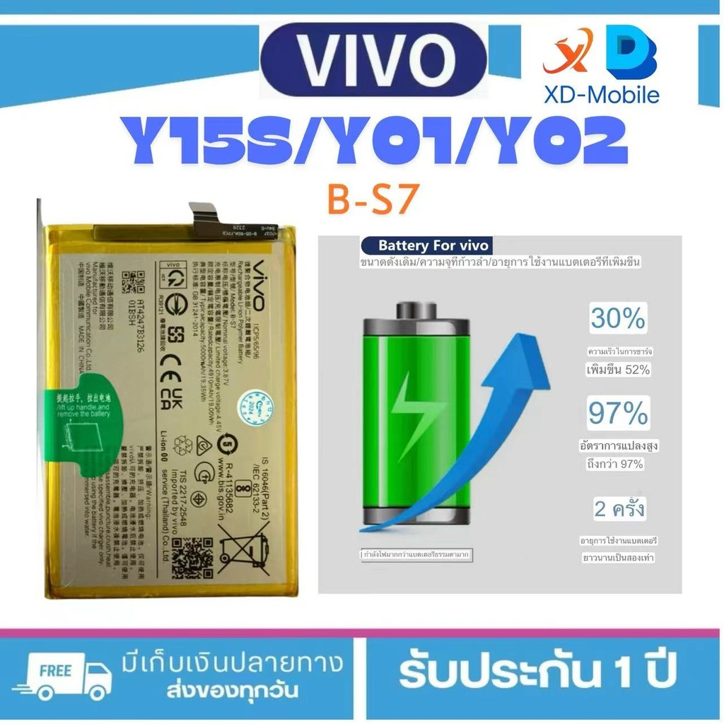 แบตเตอรี่ VIVO Y15S /Y01 /Y02 Battery Model B-S7, ฟรีชุดไขควง hot ...
