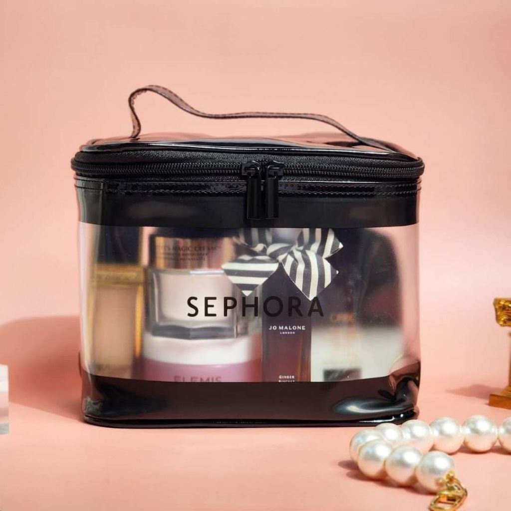 Sephora Cosmetic Bag สีใส ขนาด 20x13x15 cm | Shopee Thailand