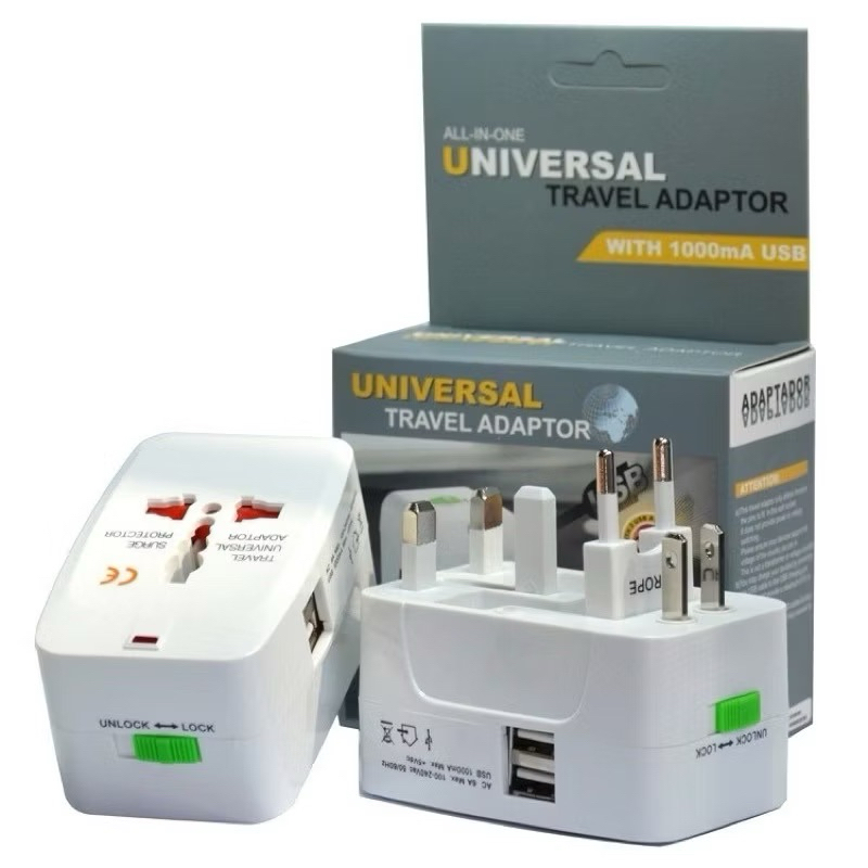 Universal Travel Plug Travel 2USB Adaptor ALL IN ONE หัวแปลง ขาปลั๊ก ...