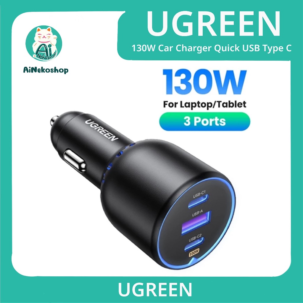 Ugreen 130W Car Charger Quick Charging PD3.0 Fast USB Type C ชาร์จโทรศัพท์รถยนต์สําหรับ iPhone ...