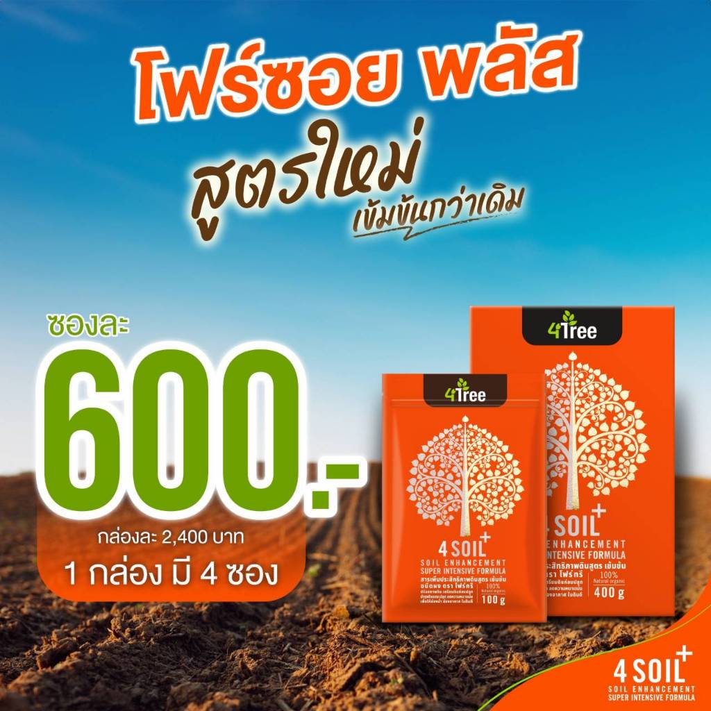 4SOIL(โฟร์ซอย)สารปรับสภาพดิน1ซองสามารถไช้ได้ก่อนหรือหลังปลูกพืช | Shopee Thailand