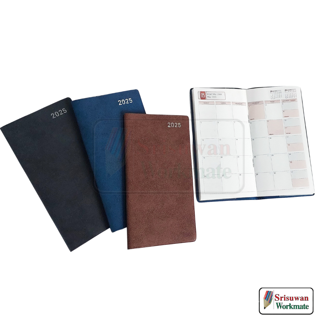 DX527 คละสีปก Schedule Book 2025 ปกหนัง กันน้ำ ขนาดพกพา แพลนเนอร์ 2568 ...