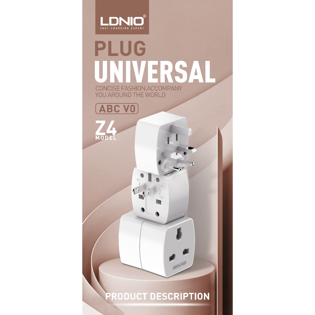 หัวปลั๊กแปลง LDNIO Z4 Universal Plug 6A Max Travel Adapter for UK US EU ...