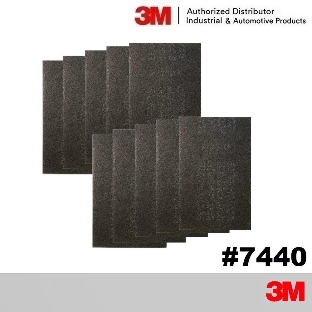 3M 7440 Scotch-Brite แผ่นใยขัดสีน้ำตาลหยาบมาก 6 นิ้วx9 นิ้ว 10แผ่น ...