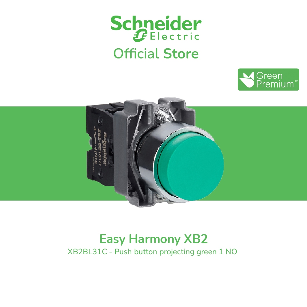 Schneider Electric Easy Harmony XB2 Push button projecting green 1 NO ...