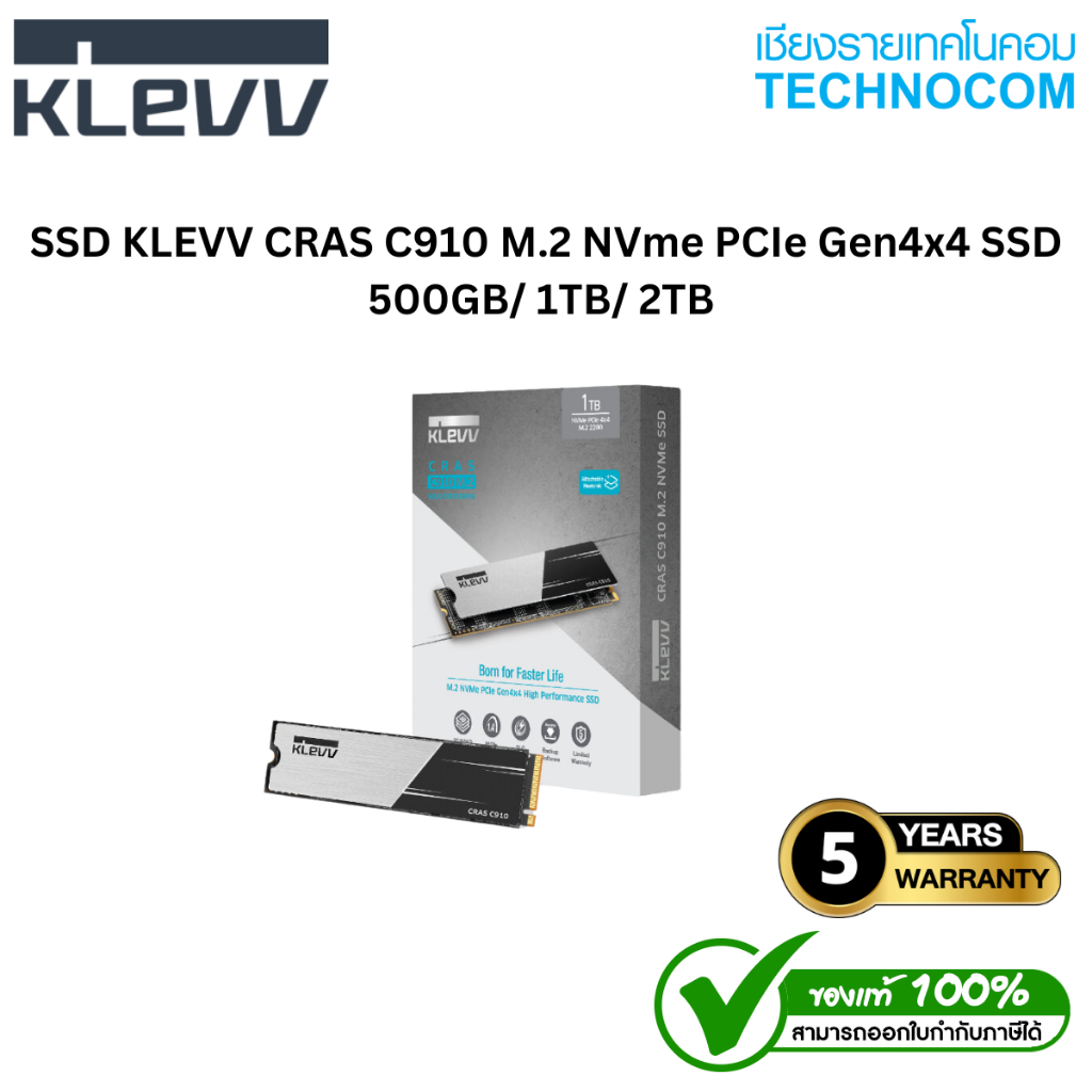 SSD KLEVV CRAS C910 M.2 NVme PCIe Gen4x4 SSD 500GB/ 1TB/ 2TB (ประกัน DORACOOL) | Shopee Thailand