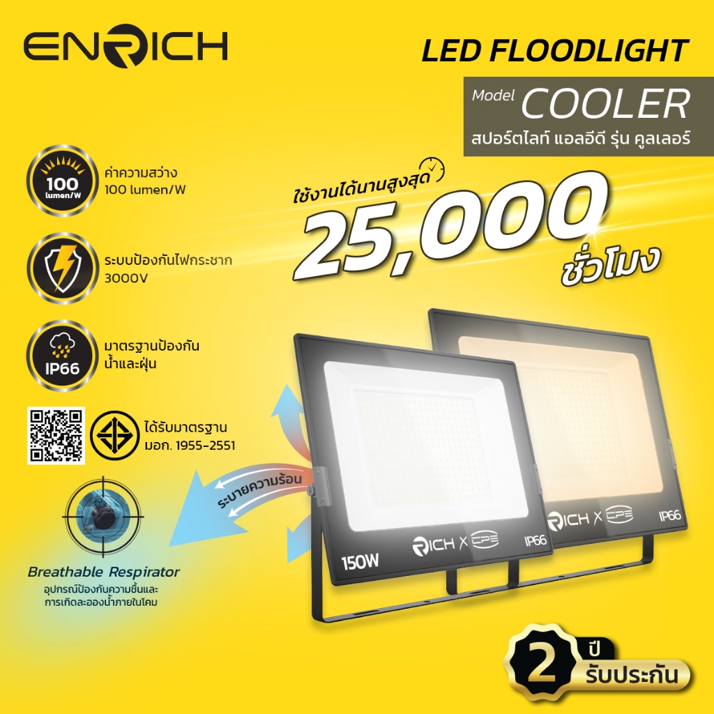 สปอร์ตไลท์ led ไฟสนาม ENRICH รุ่น COOLER ขนาด 100W 150W 200W สปอตไลท์ ...