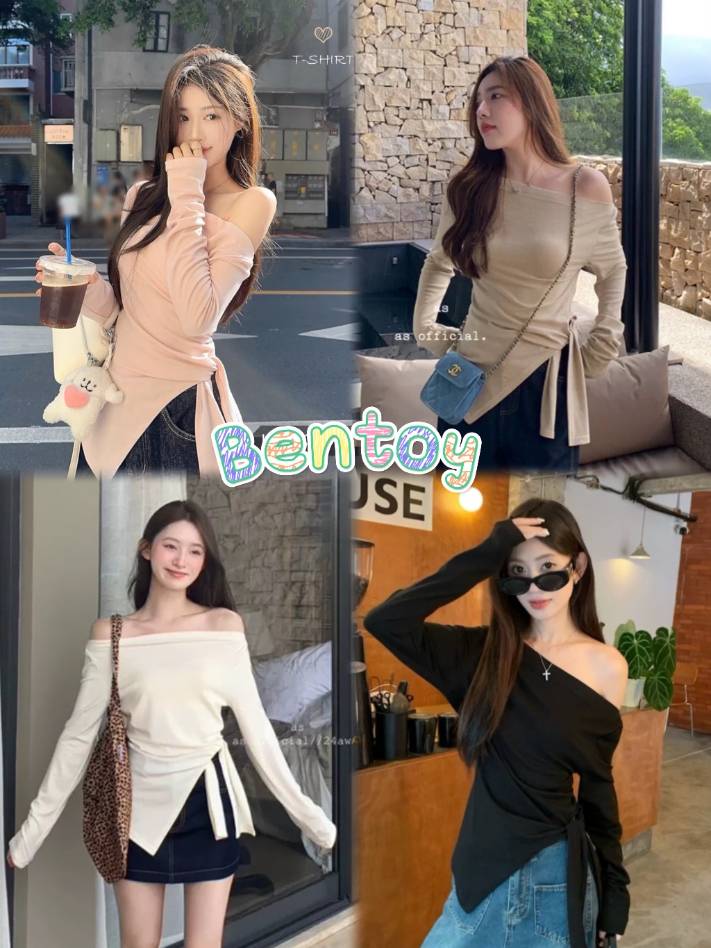 Bentoy(M5K92)เสื้อไหมพรมแขนยาว ดีเทลผูกข้างเอว ปาดไหล่ ผ้านิ่ม ทรงสวย พรางหุ่น | Shopee Thailand