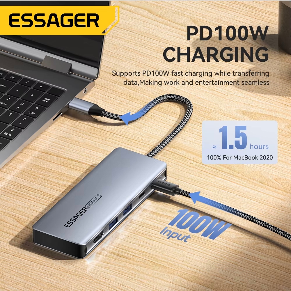 Essager 6/7-in-1 Docking Station ฮับตัวแปลง TYPE-C to USB HDMI SD/FT ...