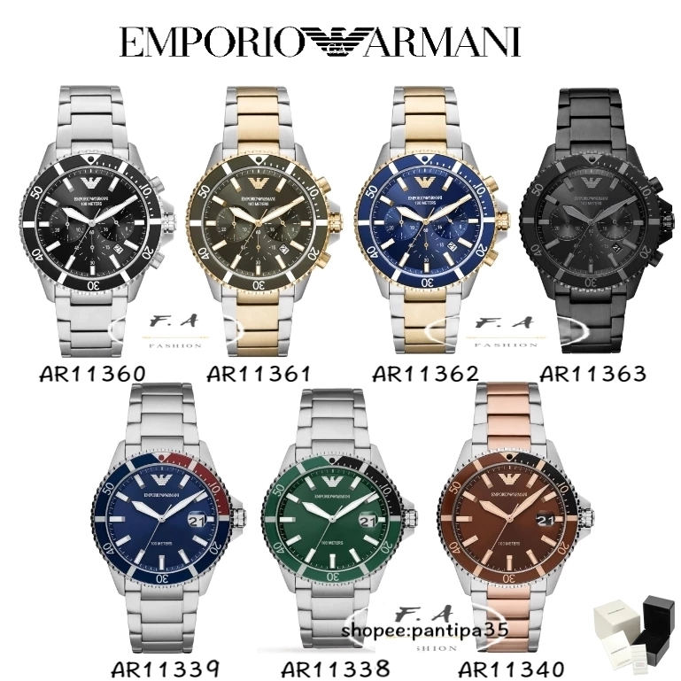 F.A Emporio Armani นาฬิกาข้อมือผู้ชายค่ะ Chronograph Stainless Steel ...