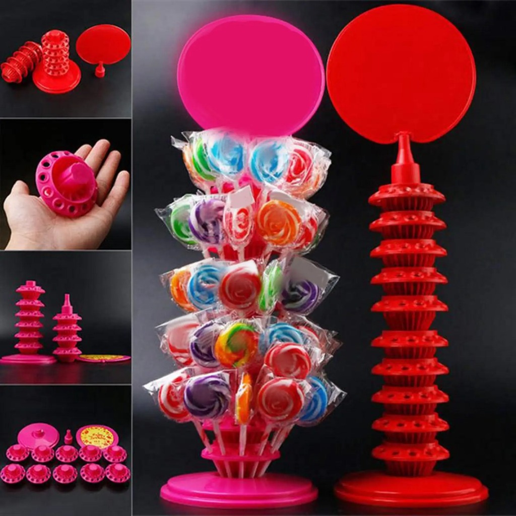 24 ชิ้น Porous Lollipop Display Stand ชั้นวางของที่เก็บของปลั๊กอิน ...
