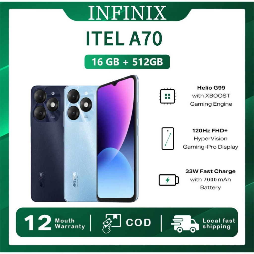 สมาร์ทโฟน Infinix A70 16GB+512GB 13MP กล้อง Super HDR 7.5 นิ้ว หน้าจอ ...