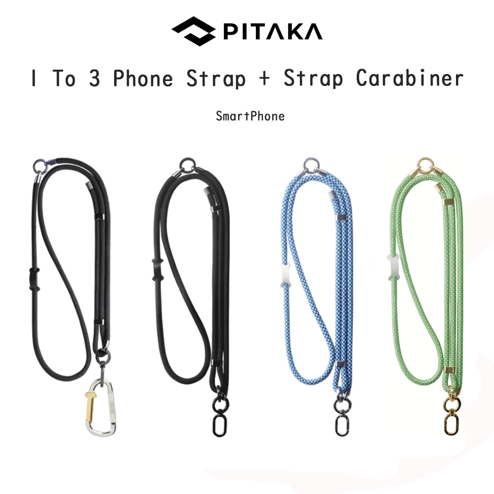 PITAKA 1 To 3 Phone Strap + Strap Carabiner สายคล้องและสะพายไหล่เกรดพรีเมี่ยม สำหรับ SmartPhone ...
