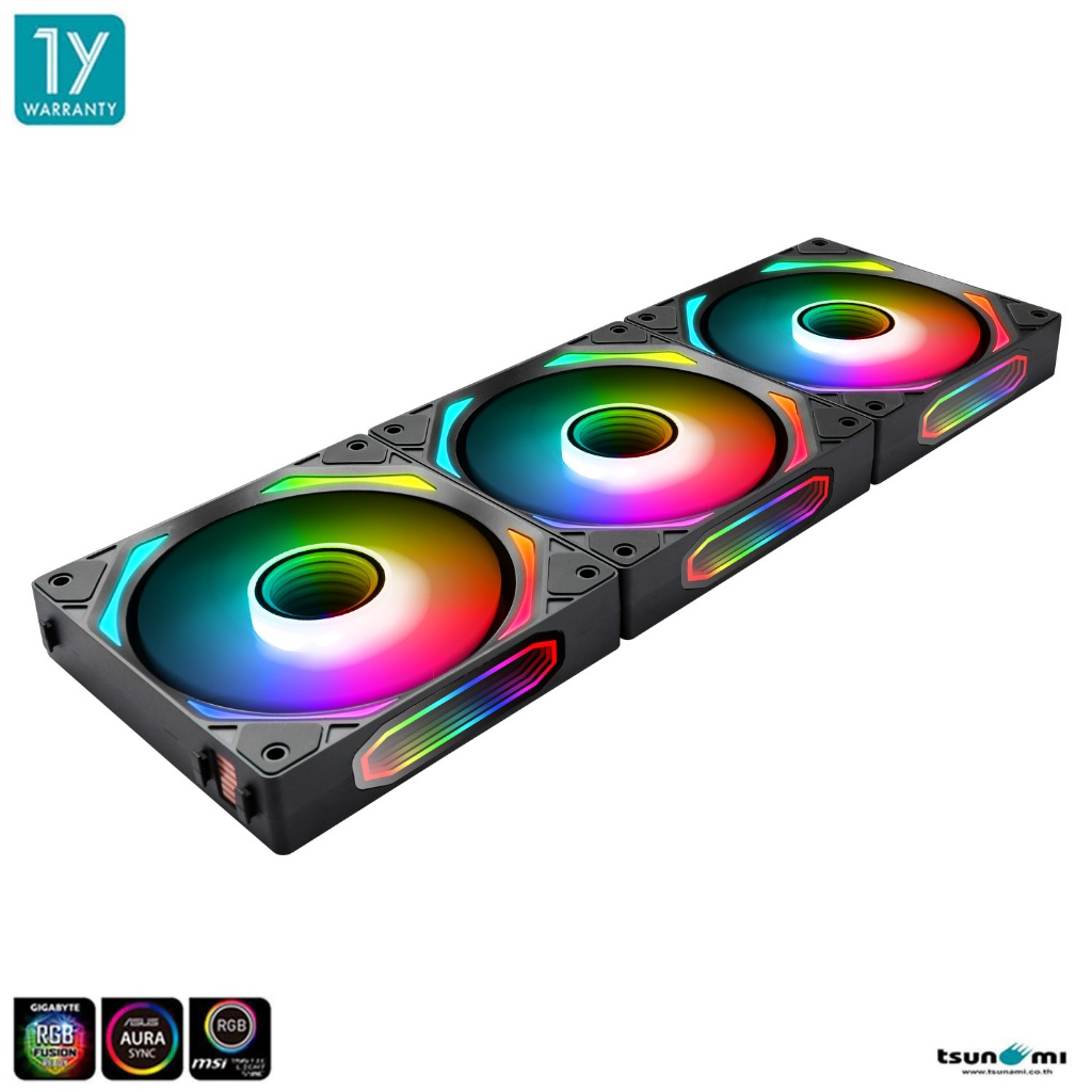 พัดลมระบายความร้อน (3อัน/แพ็ค) Tsunami Blockfan Zero-II ARGB 12CM ...