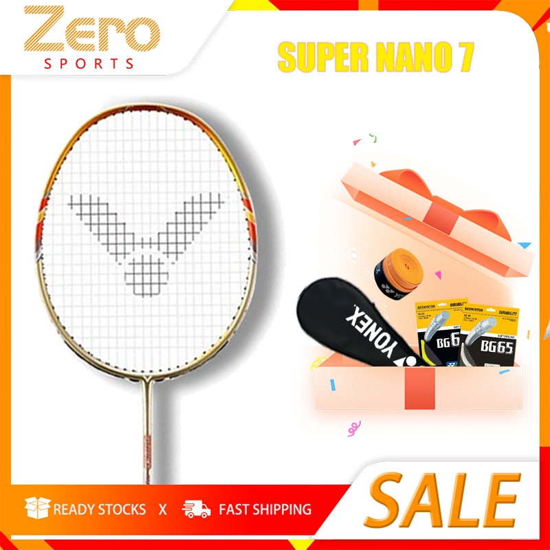 VICTOR Super Nano 7 ไม้แบดมินตันคาร์บอนแท่งเดียว 4U 28 ปอนด์ 83 กรัม ...